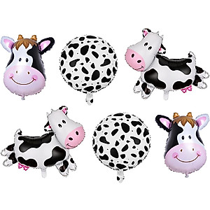Cow Balloons, Holy Cow Im Two Birthday Decorations Girl Cow Print Balloons 2nd Birthday Party for Cow Farm Animal Theme Cowgirl First Birthday Party Supplies