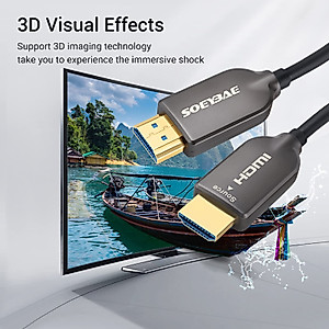 SOEYBAE 4K Fiber Optic HDMI Cable 100ft/30m,HDMI Cable 2.0 Supports 4K@60Hz, 18Gbps,4:4:4,ARC, 3D,for TV LCD Laptop PS3 PS4