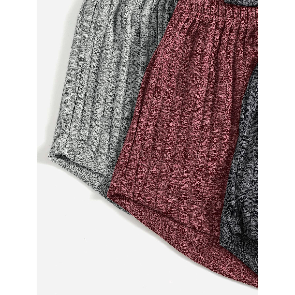 SOLY HUX Womens Pajama Sets Lounge Sets Ribbed Knit Cami Crop Top and Shorts Sleepwear PJ 3 Sets Multicoloured 3 Pack M