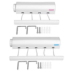 Retractable Clothesline Telescopic Indoor Outdoor Wall Mounted Clothes Dryer Line Drying Rope Hanger 4Line or 5Line(4 Lines)