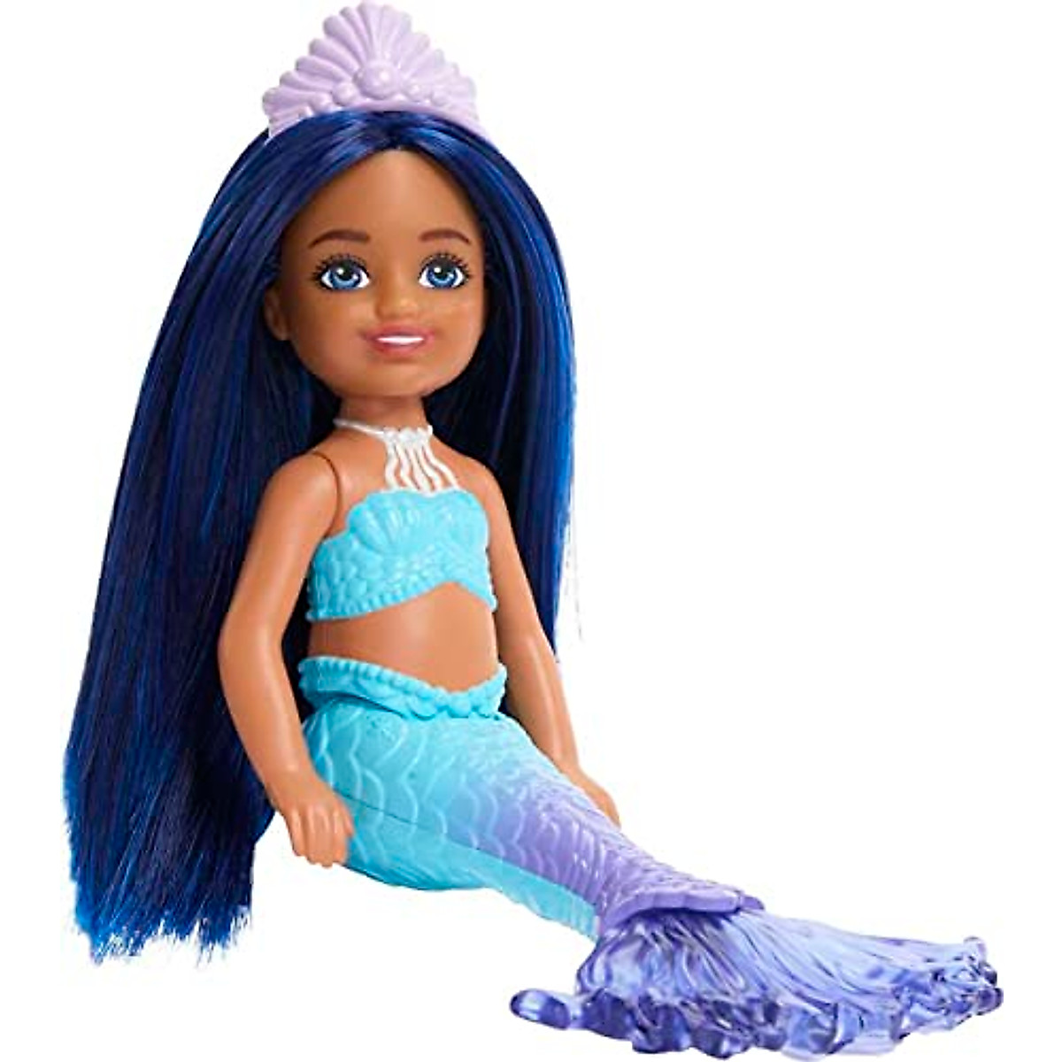 Barbie Mermaid Chelsea Doll with Midnight Blue Hair and Ombre Tail, Mermaid Toys, Crown Accessory