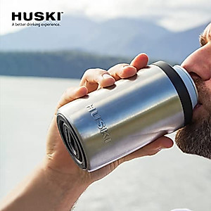 Huski Beer Cooler 2.0 | NEW | Premium Can and Bottle Holder | Triple Insulated Marine Grade Stainless Steel | Detachable 3-in-1 Opener | Works as a Tumbler | Best Gifts for Beer Lovers (Stainless)