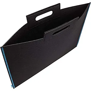 Itoya ProFolio Midtown Bag 14x21 - Black Artist Portfolio Carrier with Blue Stitching - Stylish Portfolio Folder for Artwork and Art Portfolios - Portable Art Portfolio Bag and Art Carrying Case