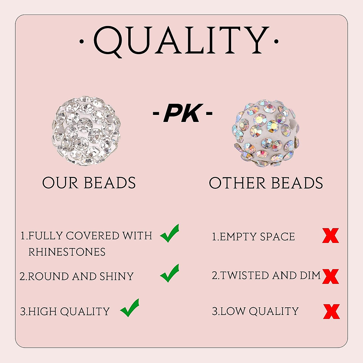 100 pcs 10mm Rhinestone Beads for Jewelry Making, White Shiny Round Shamballa Disco Beads Bulk, Sparkle Crystal Clay Christmas Beads for Bracelet Necklace Earring Crafting and DIY Decoration