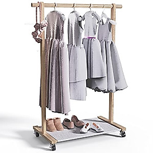 VOGUSLAND Dress Up Rack with Storage Shelf, Kids Clothing Rack with Caster Wheels, Child Garment Rack for Small Space