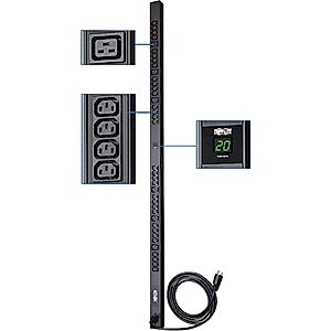 Tripp Lite Metered PDU, 20A, 38 Outlets (6-C19 & 32-C13), 200-240V, C20/L6-20P 10 ft. Cord, 0U Vertical Rack-Mount Power (PDUMV20HV)