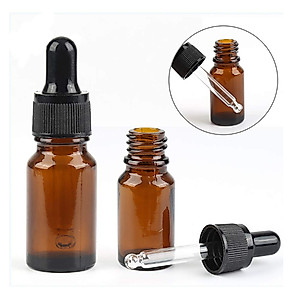 MOTZU 50 Pack 0.1oz(3ml) Amber Glass Dropper Bottles, Refillable Empty Bottle for Essential Oils, Cosmetics, and Cooking, with Glass Eye Dropper and Cap