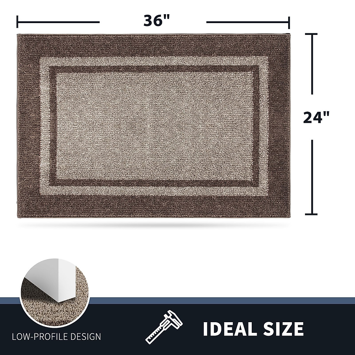 PURRUGS Dirt Trapper Door Mat 24" x 36", Non-Slip/Skid Machine Washable Entryway Rug, Shoes Scraper, Area Rug, Super Absorbent Welcome Mat for Muddy Wet Shoes and Paws, Beige & Grayish Brown