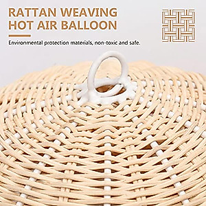 VALICLUD Rattan Hot Air Balloon Natural Photo Props Wicker Handwoven Wall Basket Decor for Childrens Rooms Preschool Education Photography Living Room Or Bedroom Unique Wall Art