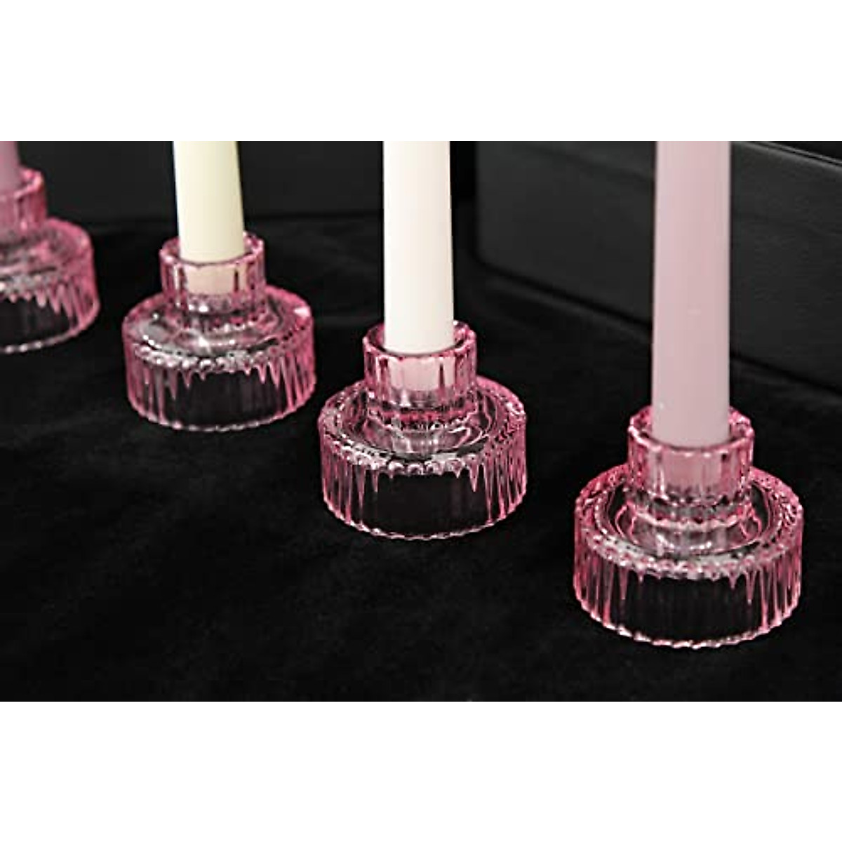 Vixdonos Pink Candle Holders Set of 6 Glass Tealight Candle Holders for Table Centerpieces and Wedding Decor(L)