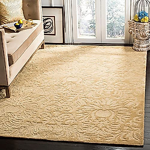 SAFAVIEH Total Performance Collection Accent Rug - 3' x 5', Ivory, Hand-Hooked Damask, Non-Shedding & Easy Care, Ideal for High Traffic Areas in Entryway, Living Room, Bedroom (TLP714F)