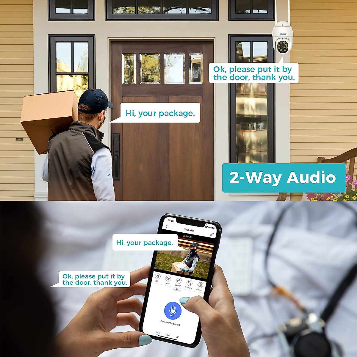 【Face/Human Detection,2K Spotlight,10"Monitor】SOVMIKU Wireless Security Camera System with 1TB Hard Drive,Expandable 8CH WiFi Home Surveillance NVR Kits,4pcs Outdoor Bullet IP Cameras,2-Way Audio