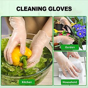 SWIFTLITE Disposable Vinyl Gloves, Food Safe, Latex-Free Powder-Free Clear Plastic Gloves for Cooking, House Clean, Food Prep (100, Medium)