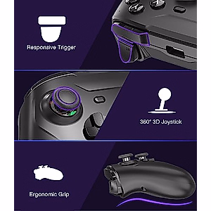 DOBE 𝙎𝙩𝙚𝙖𝙢 𝘾𝙤𝙣𝙩𝙧𝙤𝙡𝙡𝙚𝙧, Wireless Gaming Controller for Steam/Steam Deck/PC Windows/PS3, PC Gamepad with Adjustable Dual Vibration & Headphone Jack (Battery Required)