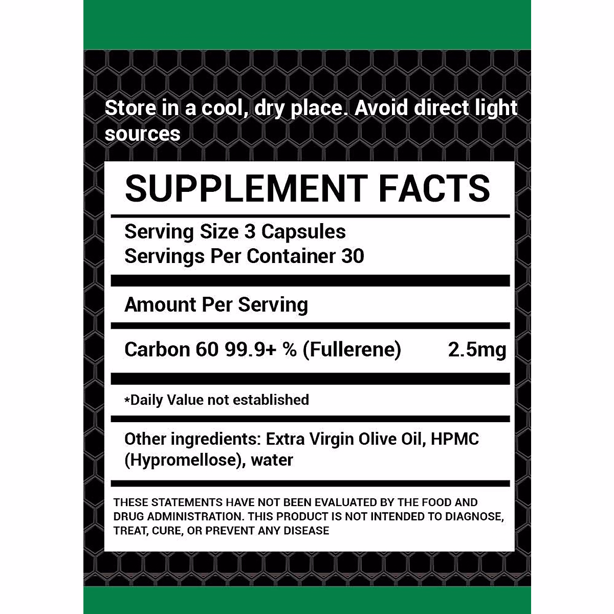 Flambeau Labs C60 Capsules | 90 Count | 2.5mg Carbon 60 99.9% per Serving | Carbon 60 in Olive Oil