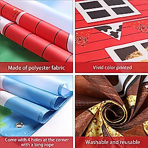 Farm Barn Door Backdrop Farm Birthday Party Supplies Red Barn Door Backdrop Banner Farm Photography Props Photo Booth for Themed Birthday Baby Shower Party Supplies 72.8 x 43.3 Inch