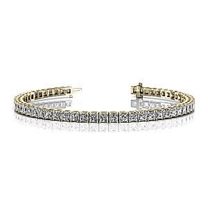Cate & Chloe Leila 18k Tennis Bracelet, Women's 18k Yellow Gold Plated Tennis Bracelet w/Cubic Zirconia Square Crystals, 7.5" Sparkling Stone Bracelet for Women, CZ Wrist Bracelets