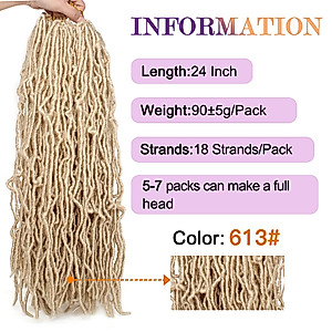 ZRQ 24 Inch 613 Soft Locs Blonde Faux Locs Crochet Braids Hair,6 Packs Pre-looped Blonde Goddess Locs Afro Roots 613 FauxLoc Dreadlocks Extended Soft loc For Woman 613#