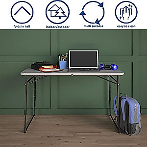 COSCO 4 ft. Fold-in-Half Portable Utility Table, Gray, Indoor/Outdoor, for Crafting, Tailgating, & Camping