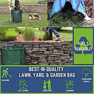 DURASACK Heavy Duty Home and Yard Waste Bag 48-Gallon Woven Polypropylene, Reusable Lawn and Leaf Garden Bag with Reinforced Carry Handles, Pop-Up Self-Standing Garbage Can, Gray