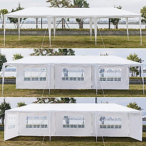 YYAO Outdoor Gazebo Canopy 10 x 30 ft White Waterproof Wedding Canopy Tent with Removable Sidewalls and Windows Heavy Duty Tent for Party Events- 5 Sides