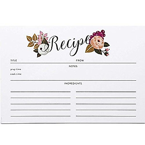 Polite Society Recipe Cards Refill Set 55 Double Sided Recipe Cards, 4x6 inches. Thick Card Stock