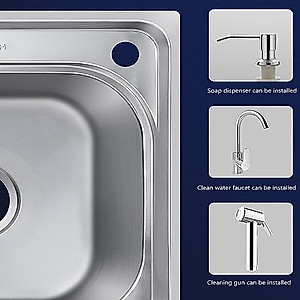APCHJOJ Freestanding Utility Sink, Utility Sink Double Bowl Stainless Steel Commercial Kitchen Sink with Faucet for Laundry Room Backyard Garage 80 * 43cm doubleslot