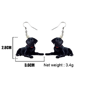 NEWEI Acrylic Lying Black Labrador Dog Dangle Earrings Drop Animal Jewelry For Women Gift Charm Accessories