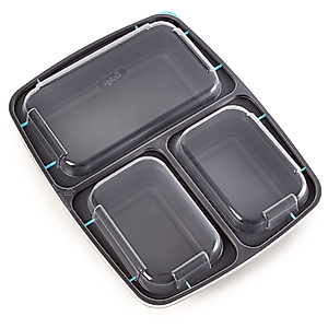 Igluu Meal Prep Containers [10 pack] 3 Compartment with Airtight Lids - Plastic Food Storage Bento Box - BPA Free - Reusable Lunch Boxes - Microwavable, Freezer and Dishwasher Safe (32 oz)