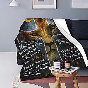 Socofuz Bible Verse Blanket, Christian Gifts for Women, Lion Blanket Prayer Blanket Jesus Gifts for Women Man, Super Soft Throw Blankets for Couch Sofa Bed Warm Gifts 50x60 inches