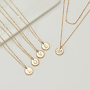 Vjoypro Gold Necklaces for Women Trendy, 14K Gold Plated Initial L Letter Gold Layering Y-Necklaces Coin Pendant Necklace Dainty Bar Trendy Long Necklaces Jewelry Gifts for Women Teen Girls
