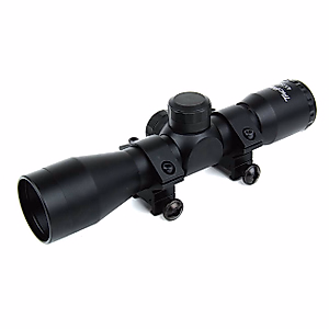 TacFire Compact Fixed Power Rifle Scope Rangefinder Reticle with Set of 1 Rings, 4 x 32, Black