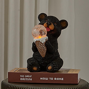 The Roo - Black Bear Solar Light Figurine - Outdoor Waterproof Garden Statue - Animal Garden Decor Light - Solar Lantern for Outside - Housewarming Gifts - Patio, Yard, and Lawn