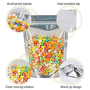 Vasdoo Reusable Aluminum Foil Stand Up Food Pouches Bags, Resealable Ziplock Mylar Bags for Food Storage (50 pcs, 5x7 inch)