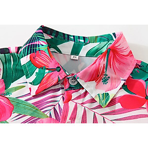 Baby Boys Hawaiian Print Shirt Button Down Shirts Aloha Short Sleeve Party Holiday Dress Shirt (2 Years, Pink Floral)