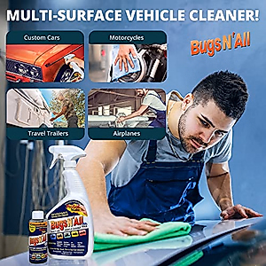 PROSOL WORKS Bugs N' All Bug & Tar Remover for all Vehicles - Multi Surface Cleaner Spray Concentrate 4 oz w/Empty Cleaning Spray Bottle 32 oz - Interior & Exterior Car Cleaner Car Detailing Solution