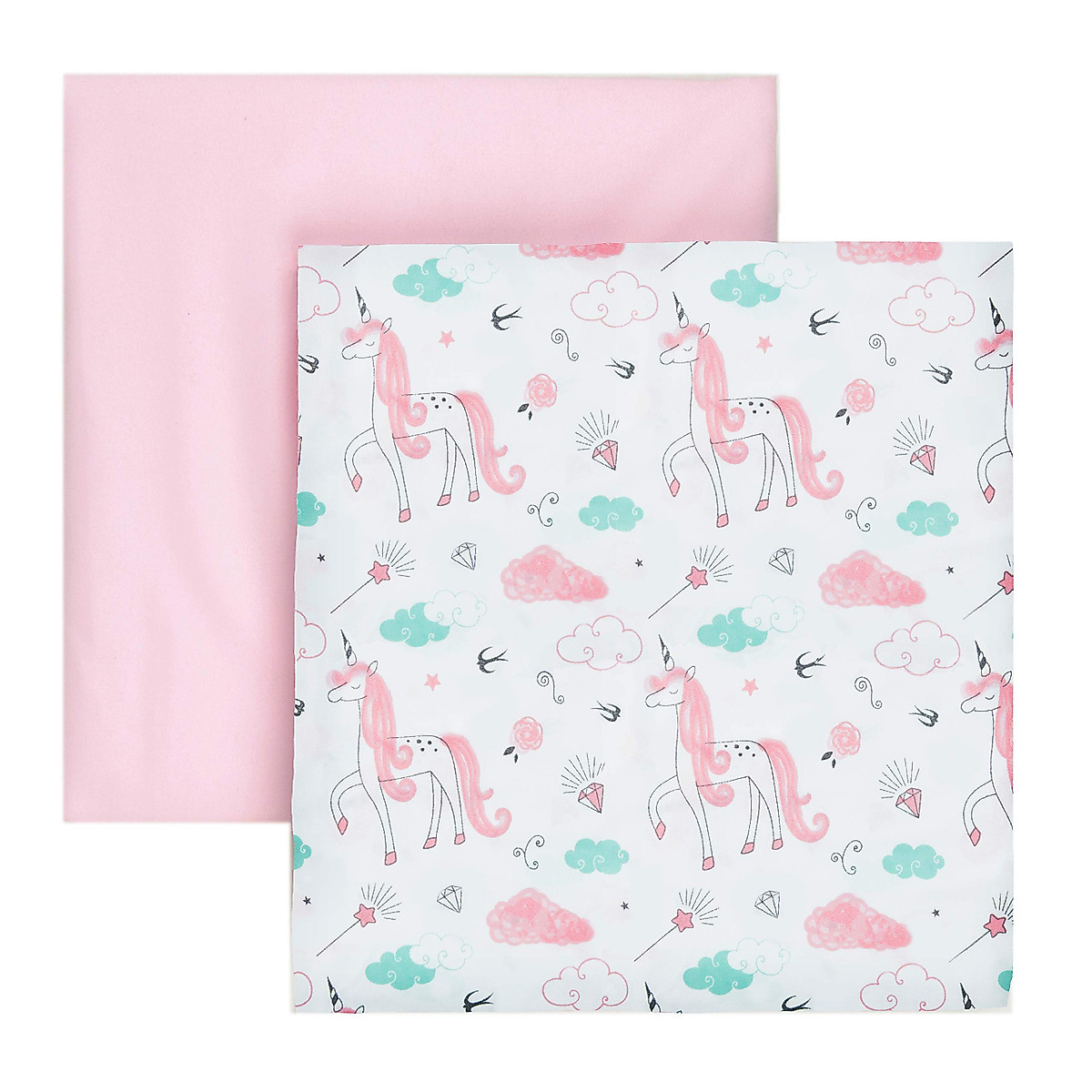 Tadpoles 2-Piece Unicorn Crib Sheets | Collection of 2 Fitted Crib Sheets | Made of 100% Brushed Microfiber Polyester | Soft, Smooth, Breathable & Durable | Ideal for Babies | White & Pink
