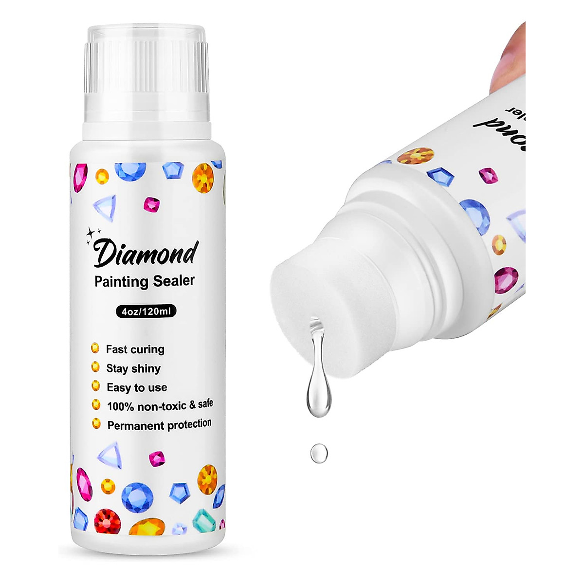 Diamond Painting Sealer 120ML, 5D Diamond Painting Glue for Permanent Hold & Shine Effect (4 OZ)