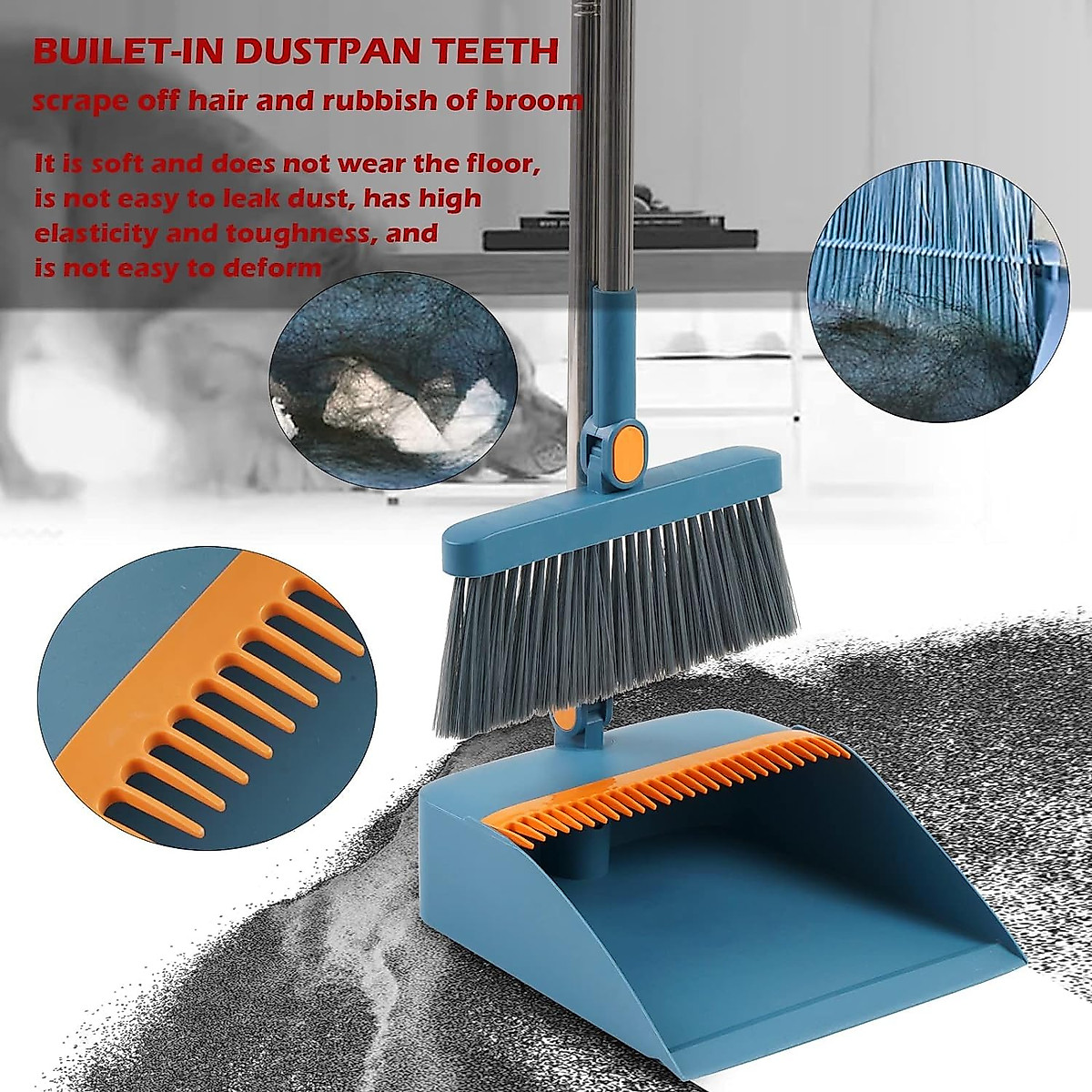 Broom and Dustpan Set,Brooms for Sweeping Indoor,Broom with Dustpan Combo Set,Dust Pan,Dust Pan and Brush Set,Broom Dustpan Set