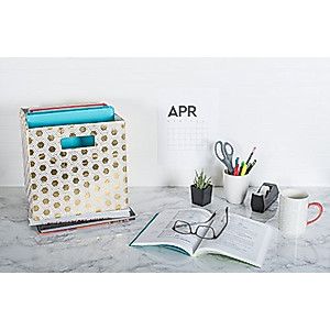 DII Collapsible Polyester Storage Cube, Honeycomb, Gold, Small