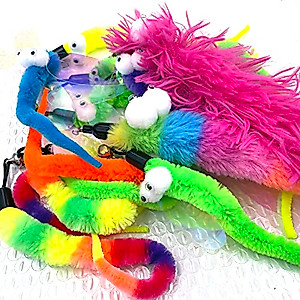 Cat Worm Toy Refills Cats Teaser Toys Cat Wand Refill Wand Replacement Cat Wand Attachments Cat Fishing Pole Toy Refill 16Pcs Cat Worms Refill,Cat Wand Toy Assorted Teaser Refills