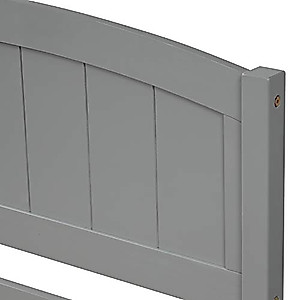Merax Twin Size Solid Wood Platform Bed with Trundle, Wooden Slats Support, No Box Spring Needed, Easy Assembly, Gray