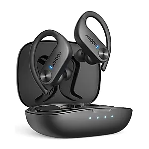 AIHOOR Wireless Earbuds with Earhooks for Sport, iOS & Android Phone, IPX5 Waterproof Bluetooth 5.0 Headphones with Extra Bass, 36hr Playtime Earphone with Charging Case for Running Gym Yoga Workout