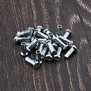 Auto-plaza 200x Bicycle Spoke Nipples Fit for 14G / 2mm Mountain Road Bike Silver Steel 12mm Long Cycling Replacement Accessories Set
