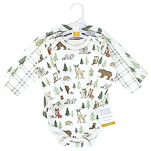 Hudson Baby Girls Quilted Long Sleeve Cotton Bodysuits And Toddler T-Shirt Set, Forest Animals, 6-9 Months US