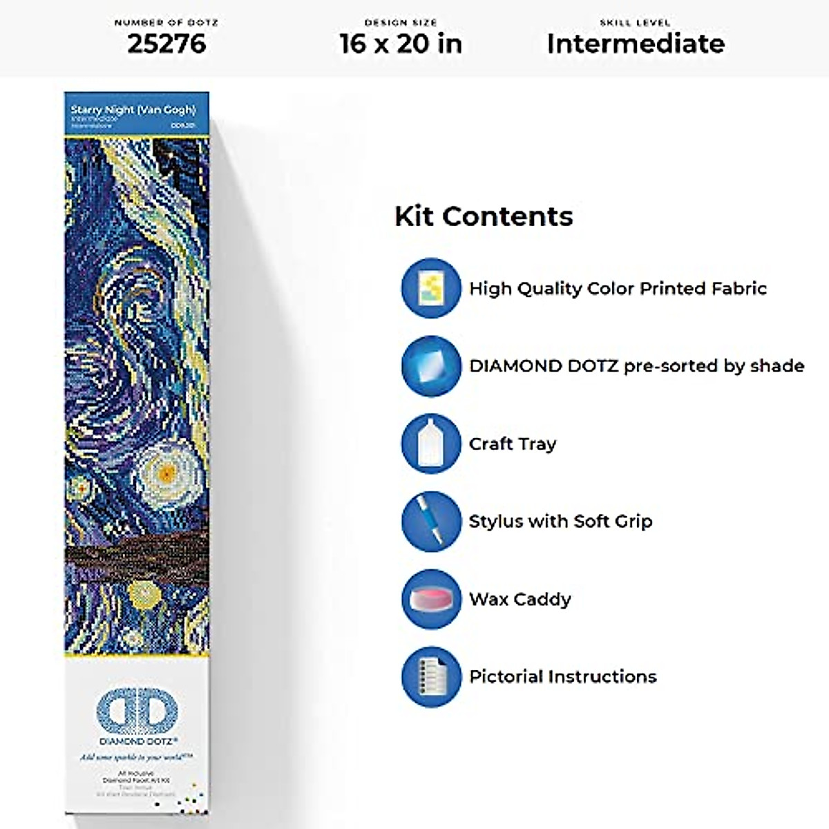 DIAMOND DOTZ Starry Night Van Gogh Diamond Painting Kit 20" x 16" Full Drill