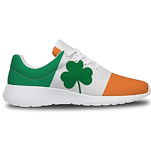 St. Patrick's Day Irish Flag Shamrock Shoes for Men Women Running Sneaker Comfortable Lightweight Tennis Shoes Gifts for Sister,US Size 9.5 Women/8 Men