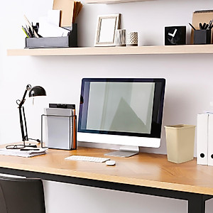 Superio 1.25 Gal Mini Plastic Trash Can, Small Waste Bin for Countertop, Desk, Vanity, Bathroom 5 Quart, Beige