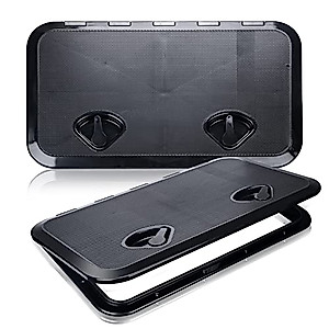 smartmarine 24"x14" Marine Boat Deck Hatch Cover,Boat Access Hatch & Lid, Black/White (Black)