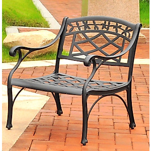 Crosley Furniture Sedona Outdoor Chair, Cast Aluminum Patio Chairs for Conversation, Porch, Deck, Balcony, Black